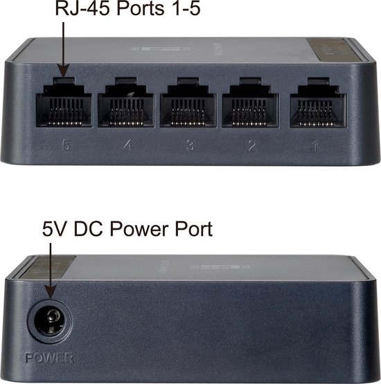 LevelOne FEU-0512 5-Port Fast Ethernet Switch (5x RJ45, 10/100 Mbps ...