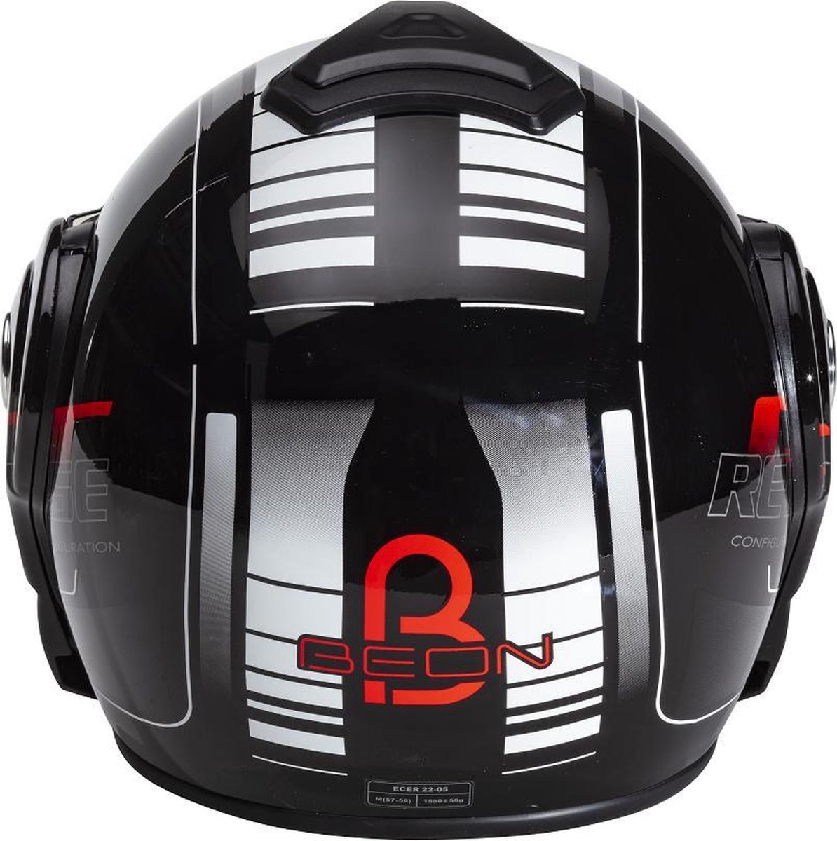 Beon B702 Reverse GT Systeemhelm Scooterhelm Motorhelm Glans Zwart ...
