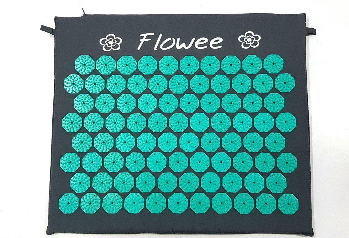 Flowee Spijkermat – Grijs met Zeegroen – (44cm x 37cm) – Acupressuur ...