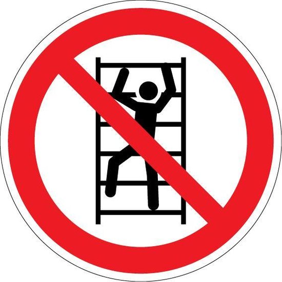 Pictogram sticker P009 - Klimmen verboden - Ø 50mm - 15 stickers op 1 ...