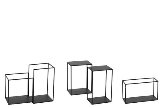 J-Line Rek Hang 3 Delen Modulair Metaal Zwart 90 x 15 x 65,5 | bol.com