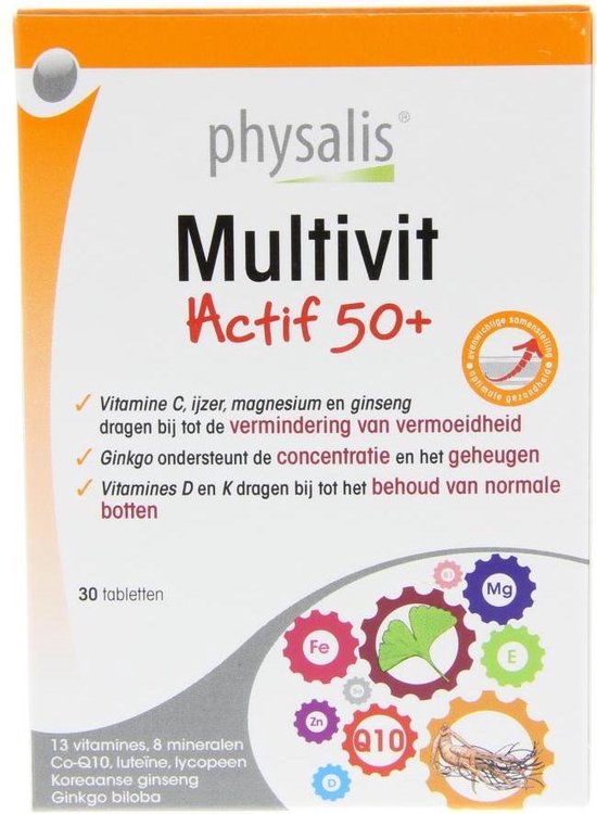 Physalis Supplementen Multivit Actif 50+ Tabletten 30Tabletten | bol.com