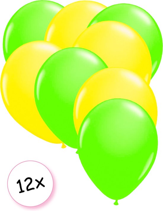 Ballonnen Neon Groen & Neon Geel 12 stuks 25 cm | bol.com