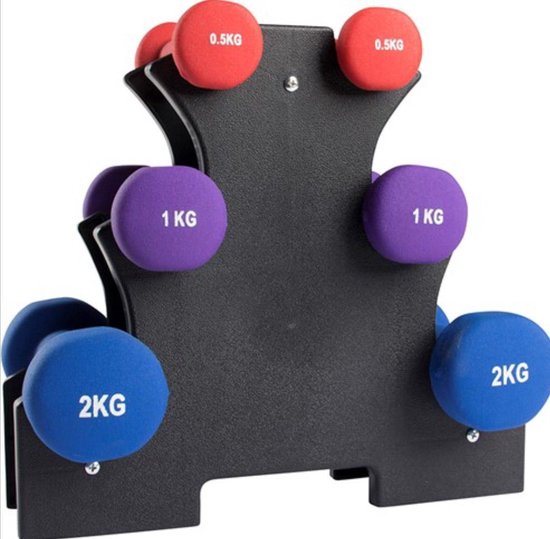 Halterset - Dumbbellset - VirtuFit Neopreen - Halterset met houder | bol