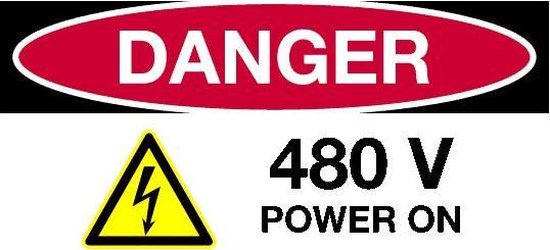 Sticker 'Danger: 480V, power on' 100 x 50 mm | bol