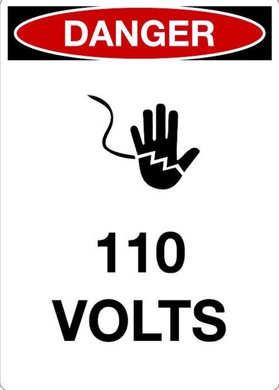 Sticker 'Danger: 110 Volts' 210 x 297 mm (A4) | bol.com