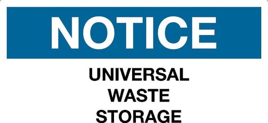 Sticker 'Notice: Universal waste storage' 150 x 75 mm | bol