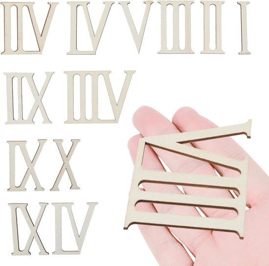 Allecto Plus - Houten Romeinse Cijfers Plakjes - Set van 12 - DIY Klok ...