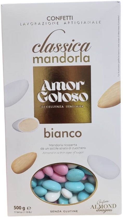Amor Goloso Mulabas Confetti Amandel dragees blauw & wit Rose ( Gluten ...