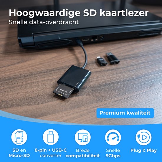 Nuvance SD Kaart Lezer - SD Kaartlezer USB C - Card Reader - Incl. Usb ...