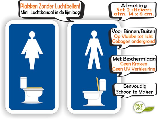 Jerma-Toilet Dames en Heren-WC deur stickers–set 2 pixtogram stickers | bol