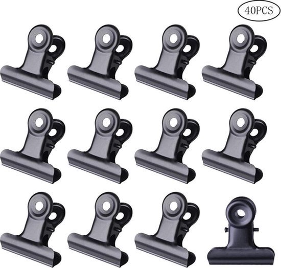 Zwarte Knijpers - Bulldog Clip - Knijpers Metaal - 40 Stuks - 30mm | bol