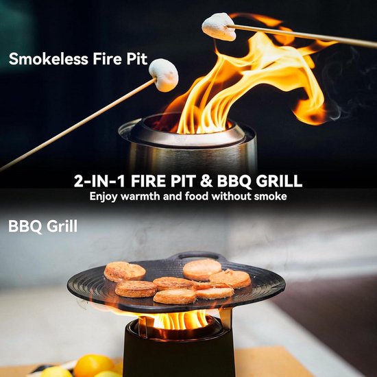 Rookvrije Tafelvuur - Mini Vuurkorf met Draagtas - Werkt op Pellets of ...