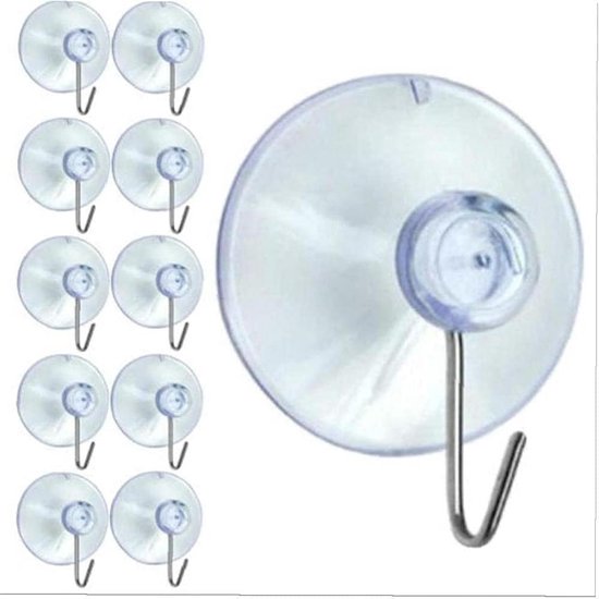 10 Stuks Transparante Zuignap Haken voor Kleding - Geen Boren Nodig | bol