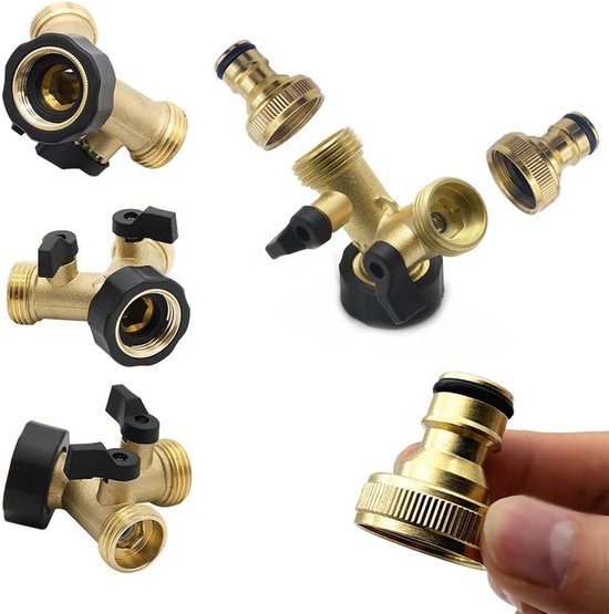 Allecto Plus - 2-weg verdeler voor tuinslang met messing wateraansluiting | bol