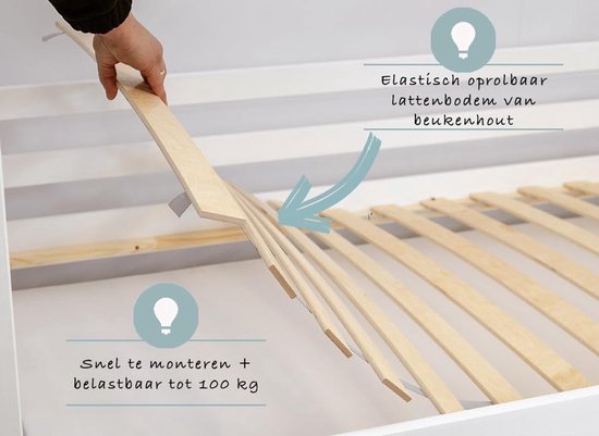 Kinderbed Vloerbed 80x160 cm Bed met matras uitvalbescherming ...
