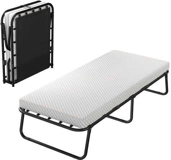 Merax Opvouwbaar Logeerbed 80x190 cm – Metalen Bedframe met Matras ...