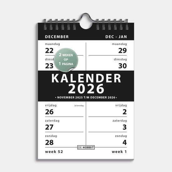 Hobbit - Spiraalkalender 2026 - 2-Weeks kalender - A5 (21 x 14.85 cm ...