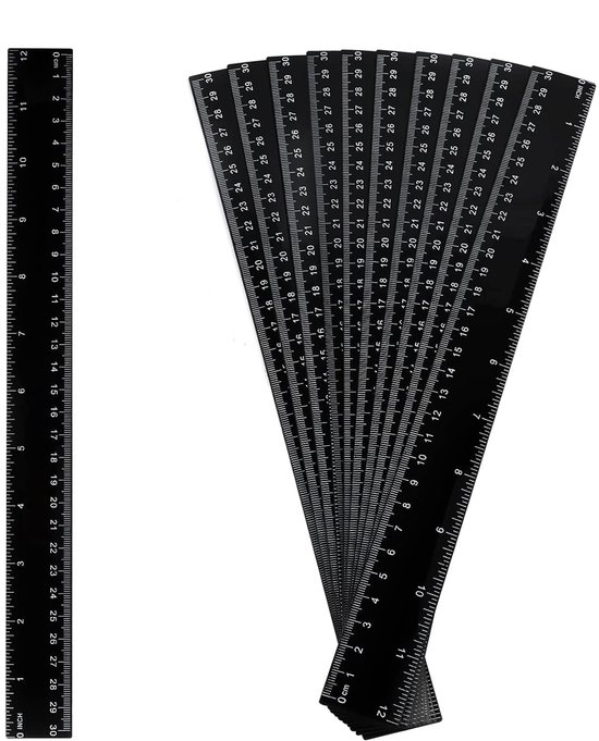 10 PACK Plastic Ruler - 30cm Plastic Ruler - Long Straight Ruler ...