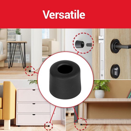 Deurstopper voor het vastschroeven van rubber set van 3 stuks zwart ...