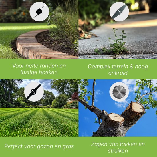 Mowza Grasmaaier Draadloos - 4-in-1 Kantenmaaier met 2 accu's ...