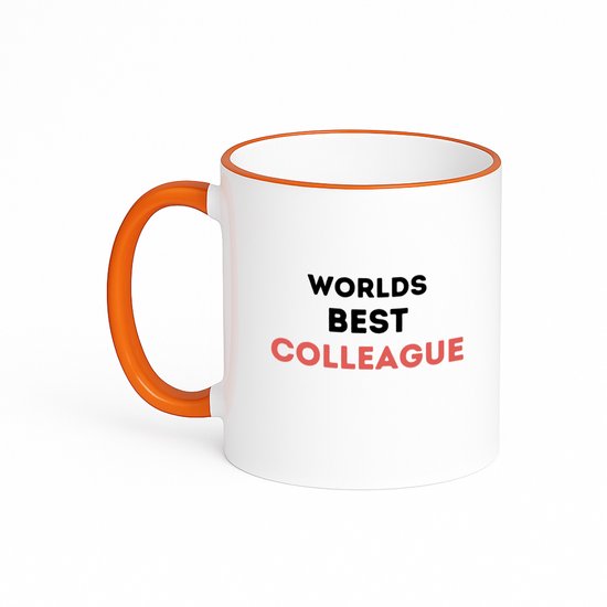 Hacebo® - worlds best colleague koffiebeker met gekleurde rand oranje ...