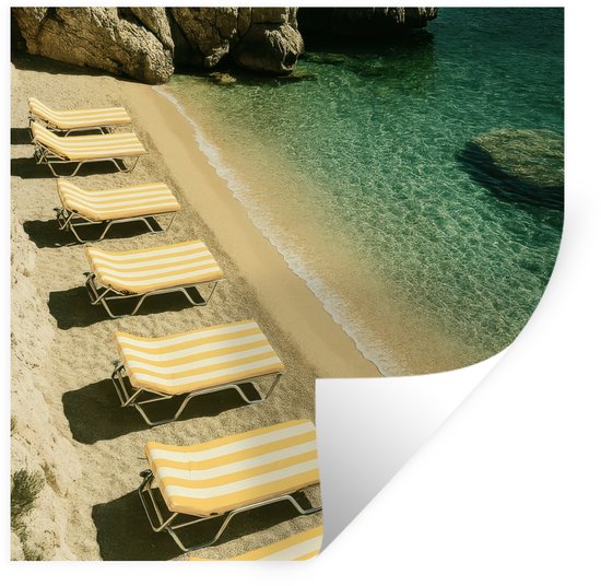 Muurstickers - Sticker Folie - Strandbedden - Zee - Stenen - Baai ...