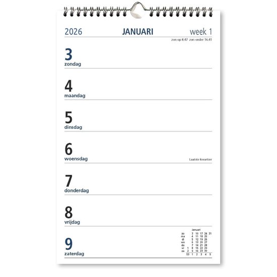 Castelli weekkalender 2026 - ringband - klein A5 formaat - neutraal | bol