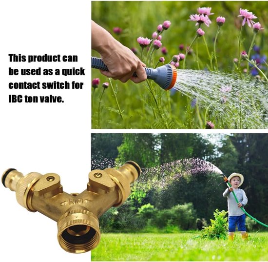 Y-verdeler voor tuinslangen - 3/4 inch waterverdeler - messing aansluiting - 2... | bol
