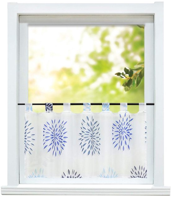 Vitrage Bistrogordijn - Modern en Transparant - 1 stuk - Blauw - 45 x ...