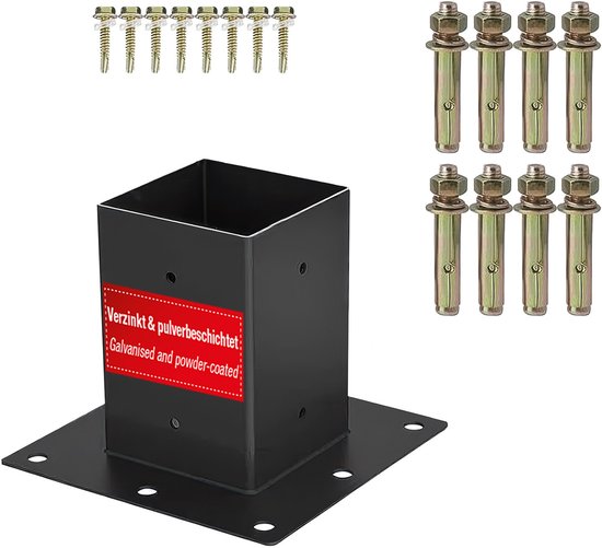 SOTECH schroefanker 90 x 90 mm vierkant staal verzinkt en zwart ...