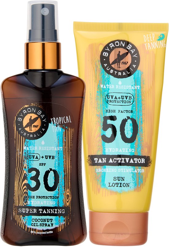 Byron Bay Super Tanning Oil SPF 30 travelsize + Tan Activator Sun ...