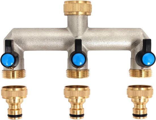 3-weg Waterkraan Messing Verdeler 3 Apparaten/Tuinslangen 3/4 Inch Adapter | bol