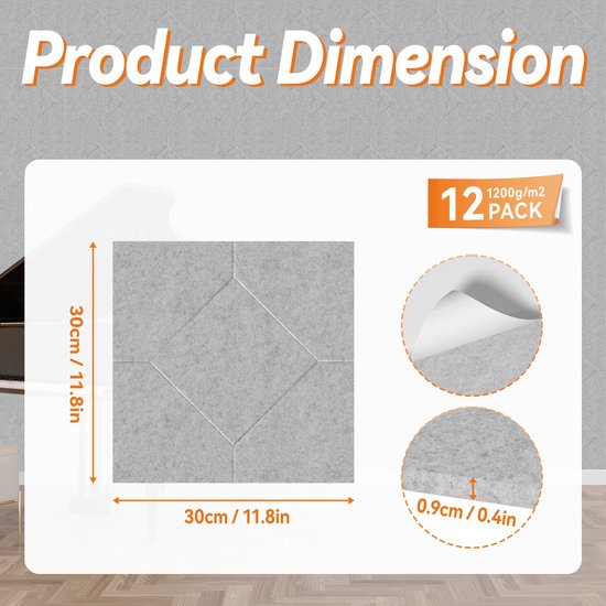 NAIZY 12x Akoestische Panelen Zelfklevend 30x30 cm Wandpanelen ...