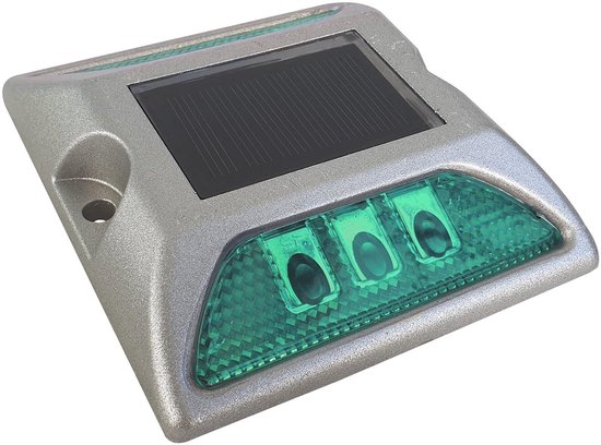 Zonnepaaltje 3 LED per zijde – 100x100x75 mm – GROEN – knipperend | bol