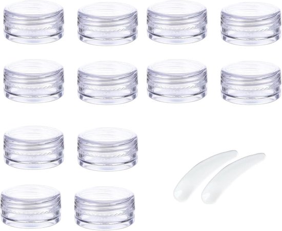 Crème Potjes Set, 12 Stuks, met Spatel, Lege Cosmetische Potjes | bol