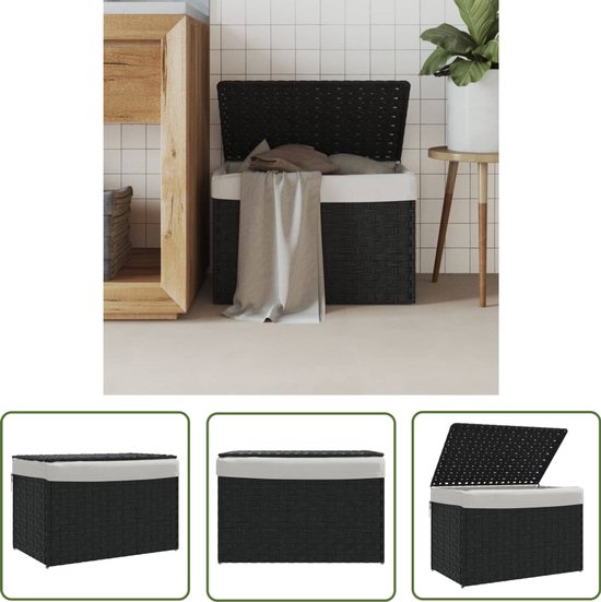 vidaXL Wicker Basket - Wasmand - Wasmand met deksel 55,5x35x34 cm poly ...