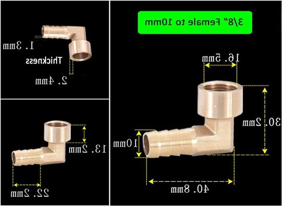 Messing Weerhaak Slang Fitting Elleboog Pijp Connector 10mm - 90 Graden ...