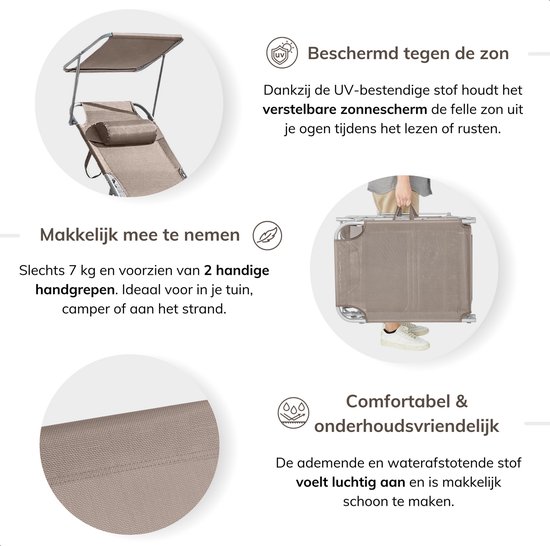 ACAZA Ligbed Tuin - Ligstoel Tuin - Zonnebed - Stretcher - Ligzetel ...