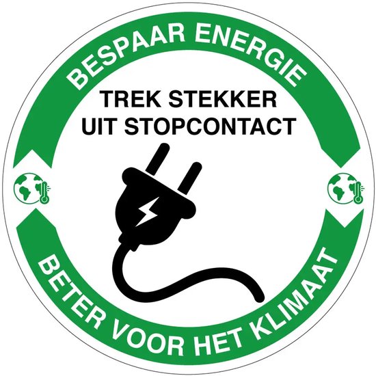 Trek stekker uit stopcontact energie besparen bord - Dibond - 15 cm | bol