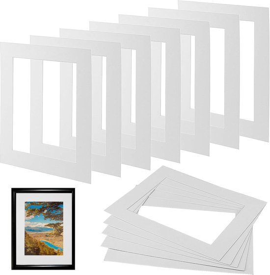 Set van 12 passe-partout 20 x 25 cm wit - passe-partout karton 14 x 19 ...