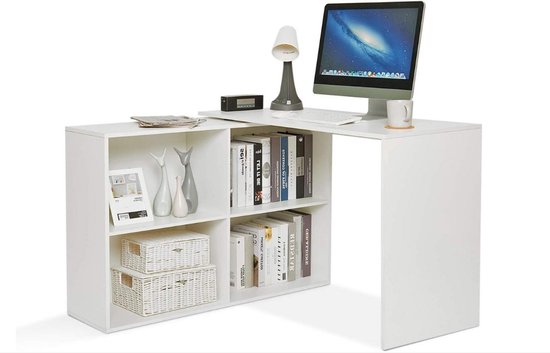WNHB® Hoekbureau Wit - Modern Design - Ruimtebesparend Bureau van Hout ...