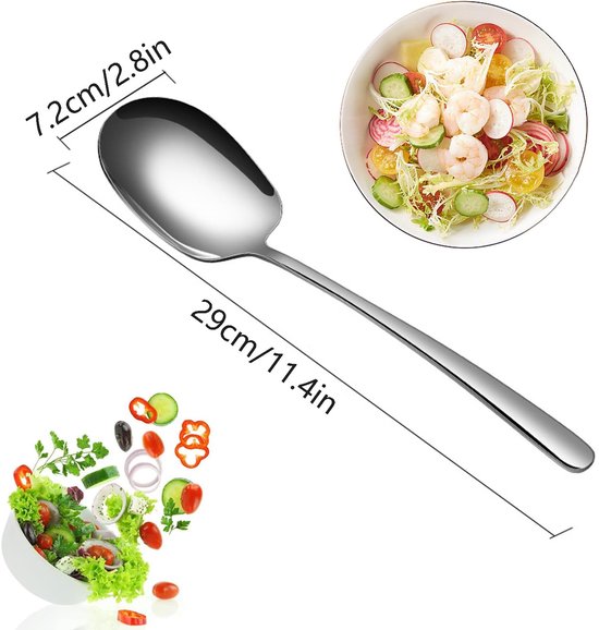 Unyqoos® Roestvrijstalen Opscheplepels Set van 2 met Lange Ergonomische ...