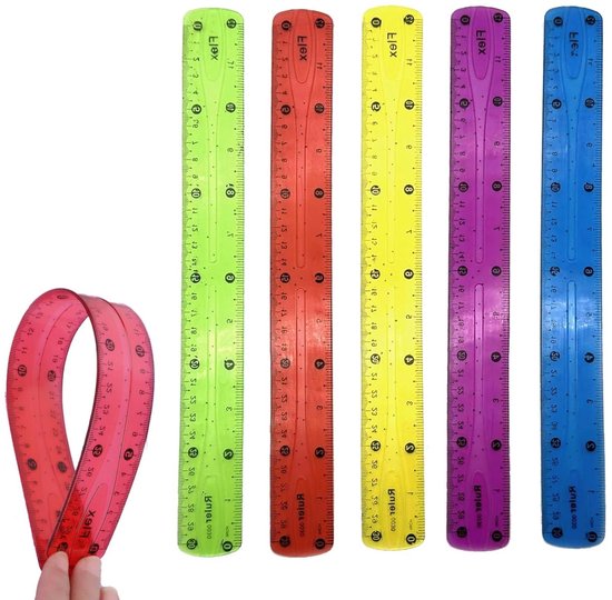 Allecto Plus - Flexibele linialen set van 5 stuks voor school, kantoor ...