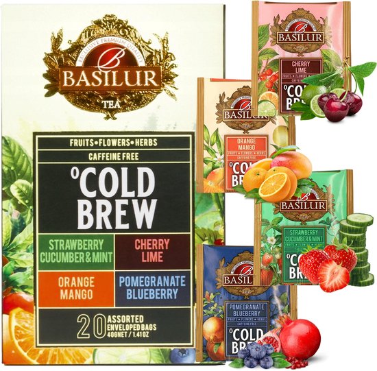 BASILUR Cold Brew - Set van 4 vruchtensmaken, cafeïnevrije koude thee ...
