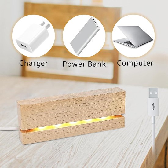 Allecto Plus - Led-sokkel met USB-schakelaar voor acrylglas ...