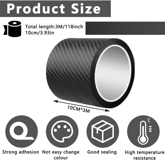 **Allecto Plus - Instaplijsten van koolstofvezel 10 cm x 3 m voor extra ...