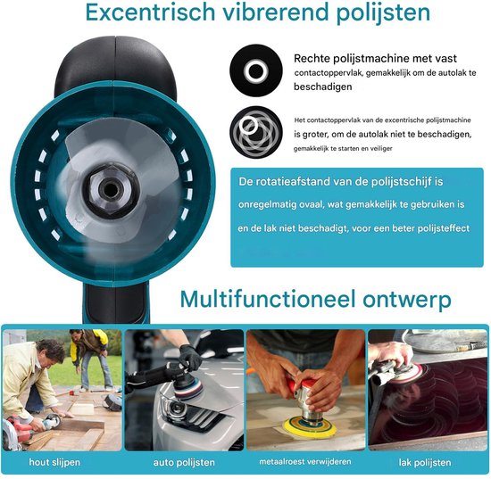 Draadloze Polijstmachine 21V – 6 Snelheden & Display – 2 Accu's ...
