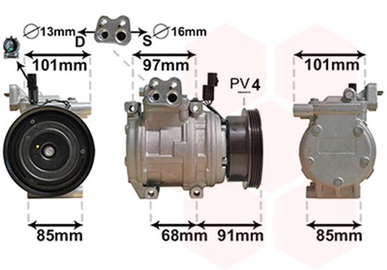 Van Wezel - AIRCO COMPRESSOR VOOR HYUNDAI TUCSON 2005-2009 977012E400 | bol