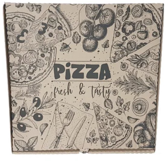 Pizzadoos - 100 stuks - Golfkarton - Wit - 33x33x4cm - pizzadozen | bol